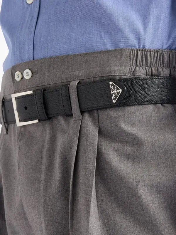Prada Saffiano Leather Belt With Silver-tone Buckle - Multicolor