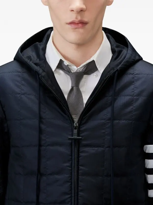 Thom Browne Short Down Jacket With 4-bar Stripe Detail - Multicolor