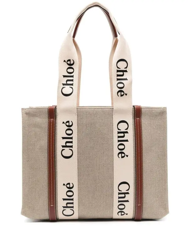 Chloé Woody Linen Tote Bag - Brown