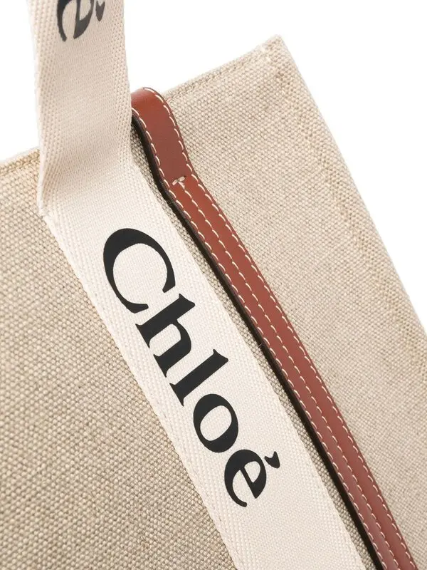 Chloé Woody Linen Tote Bag - Brown
