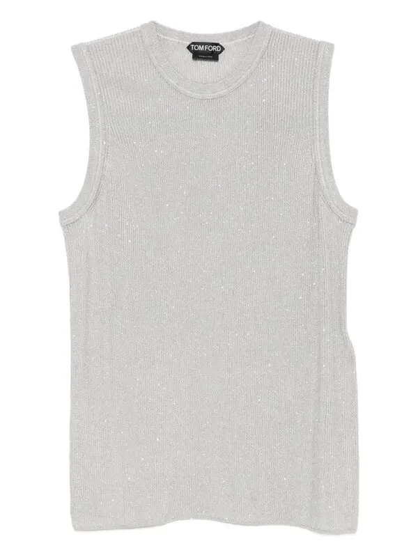 TOM FORD Sleeveless Crewneck Sequin Knit Top - Multicolor