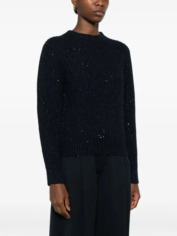 Brunello Cucinelli Cashmere Sequin Embellished Crewneck Jumper - Blue