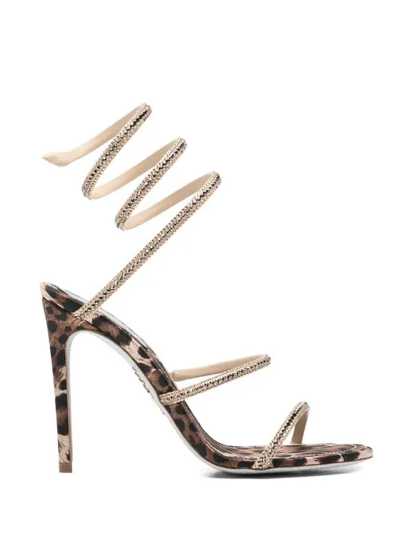 Rene Caovilla Cleo Leopard Print Stiletto Heeled Sandals - Multi
