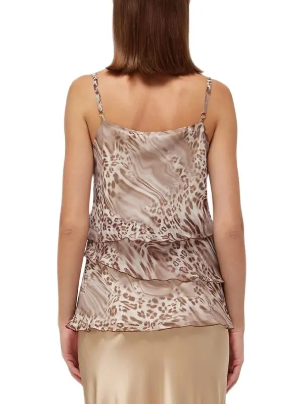BLUGIRL Tiered Ruffle Animal Print Chiffon Camisole