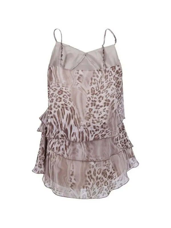 BLUGIRL Tiered Ruffle Animal Print Chiffon Camisole