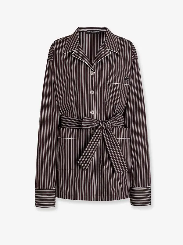 Dolce & Gabbana Vanity Pajama Shirt In Striped Poplin - Multicolor