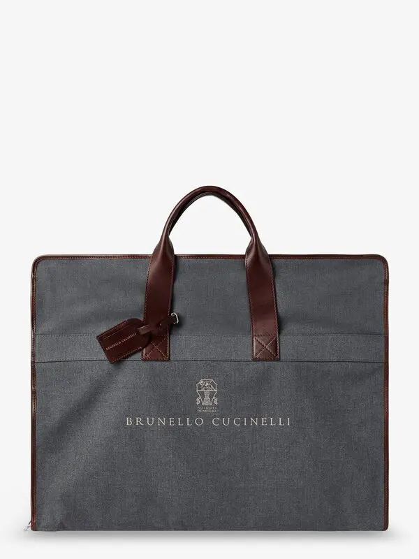 Brunello Cucinelli Technical Fabric And Leather Garment Bag - Multicolor