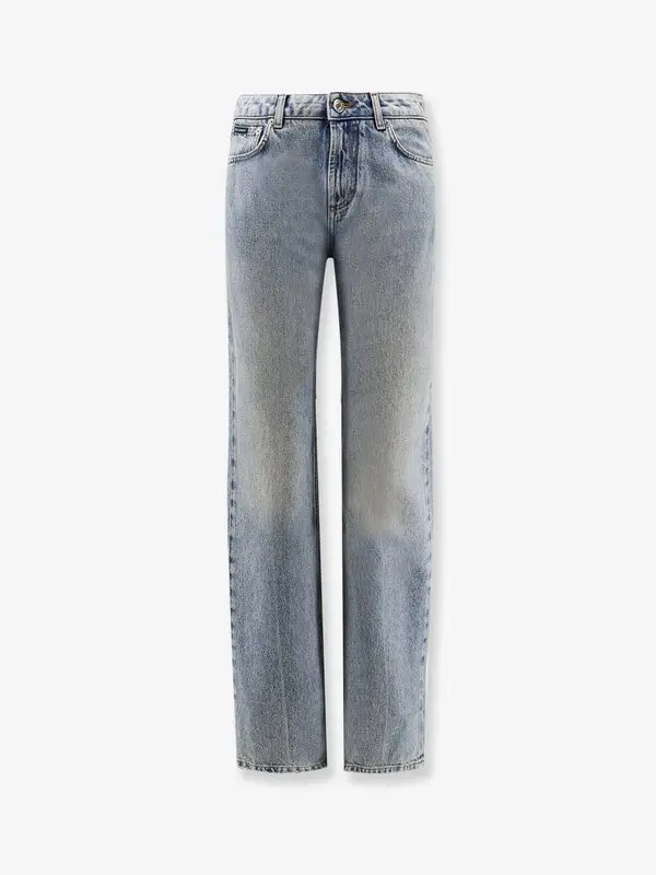 Dolce & Gabbana Low-rise Denim Jeans With Metal Logo Tag - Blue