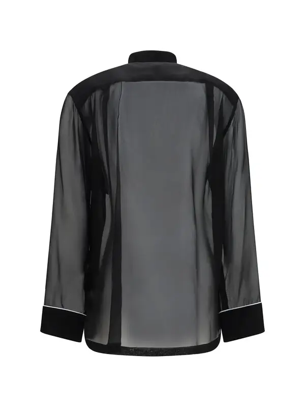 Dolce & Gabbana Chiffon Floral Print Shirt - Black