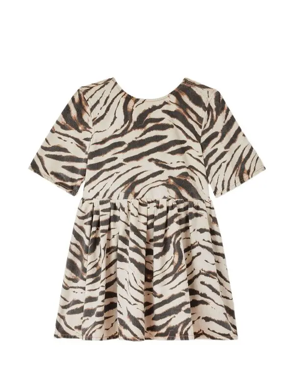 GANNI Zebra Print Cotton Mini Dress - Multicolor