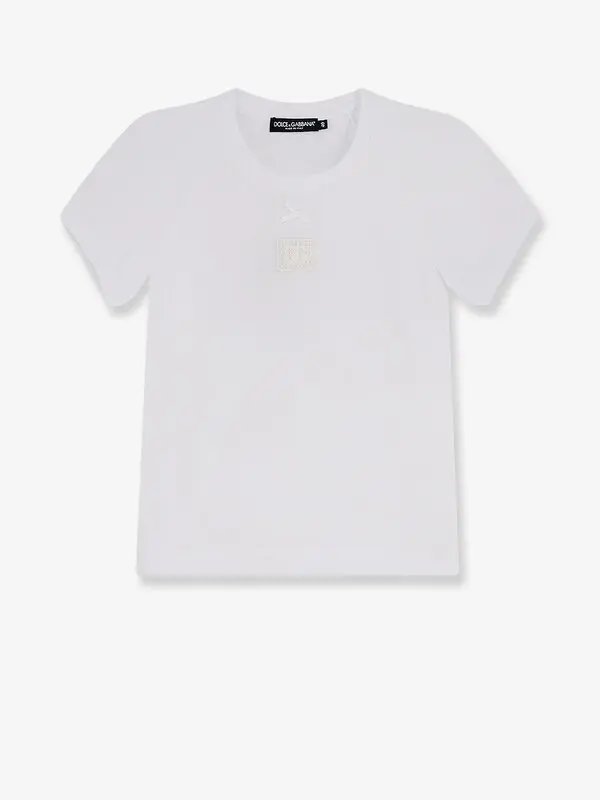Dolce & Gabbana Cotton T-shirt With Bow Detail And Dg Patch