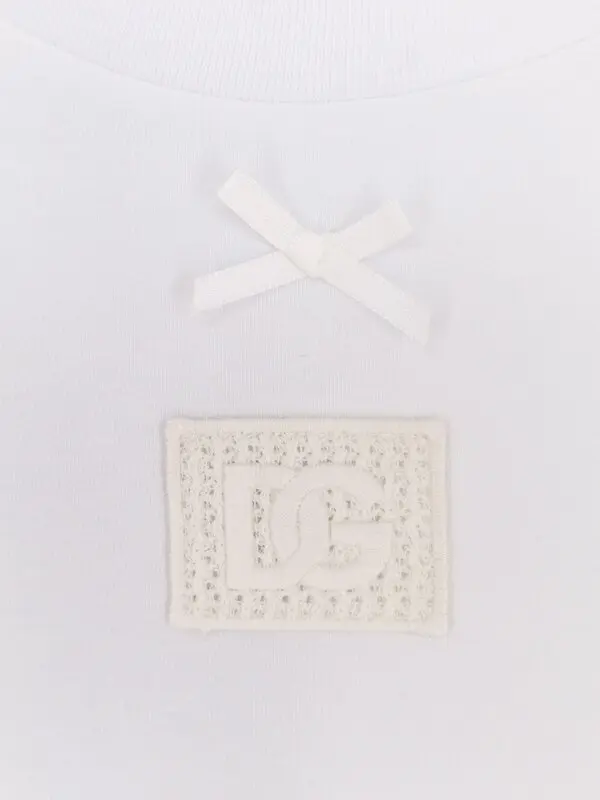 Dolce & Gabbana Cotton T-shirt With Bow Detail And Dg Patch