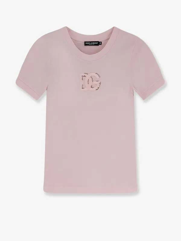 Dolce & Gabbana Cotton T-shirt With Dg Crystal Embroidery