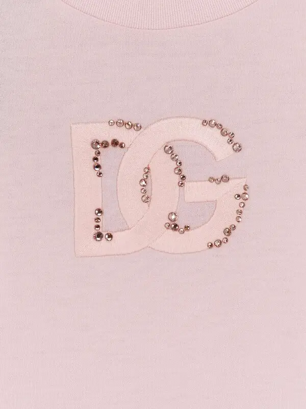 Dolce & Gabbana Cotton T-shirt With Dg Crystal Embroidery