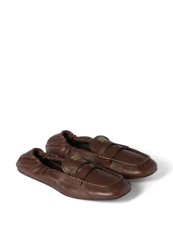 Miu Miu Ruched Leather Loafers - Multicolor