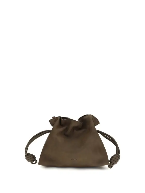 Loewe Medium Flamenco Clutch In Garnet Nubuck - Brown