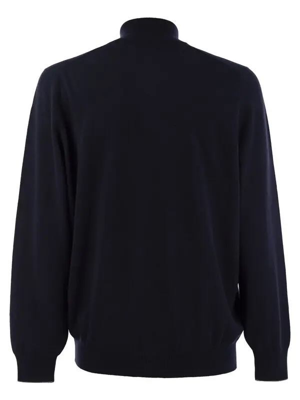 Brunello Cucinelli High-necked Cashmere Zip Cardigan - Blue