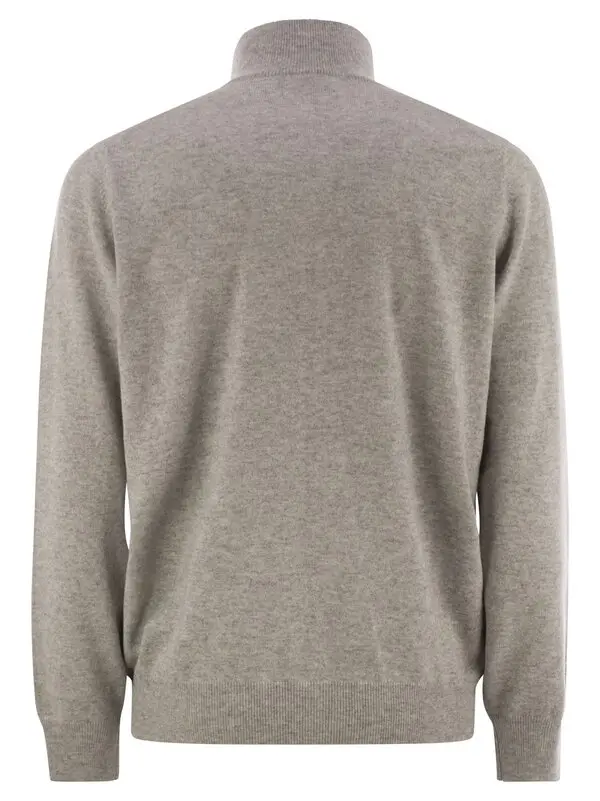 Brunello Cucinelli High-necked Zip-up Cashmere Cardigan - Multicolor
