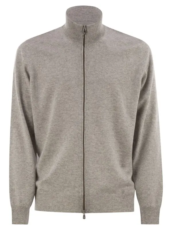 Brunello Cucinelli High-necked Zip-up Cashmere Cardigan - Multicolor