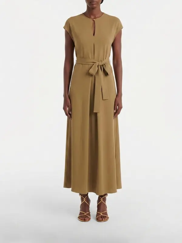 Max Mara Belted Viscose Dress - Cream