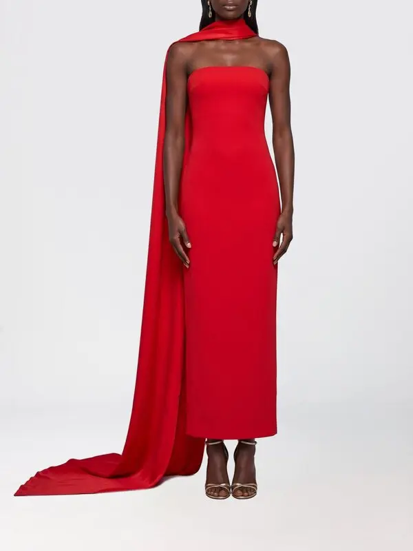 Solace London Strapless Sculptural Gown - Red