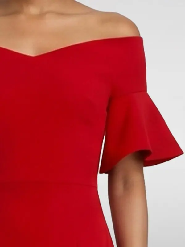 Solace London Off-the-shoulder Ruffle Sleeve Gown - Red