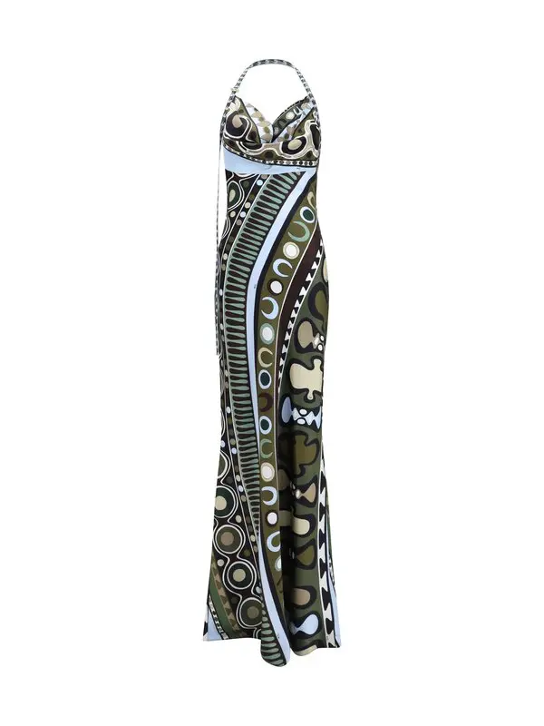 Emilio Pucci Long Silk-blend Printed Halterneck Dress