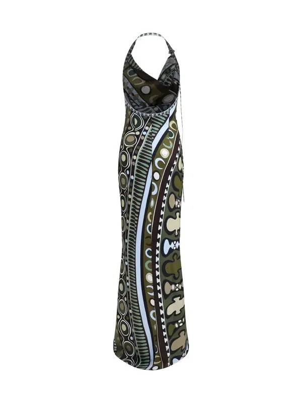 Emilio Pucci Long Silk-blend Printed Halterneck Dress