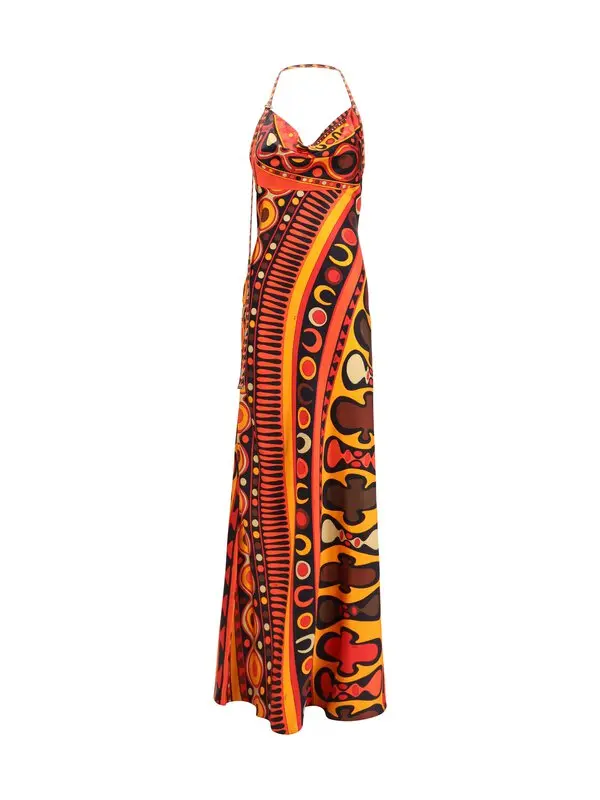 Emilio Pucci Long Silk-blend Printed Halterneck Dress - Multicolor