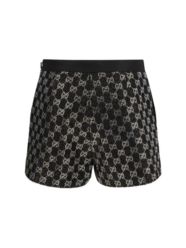 Gucci Tweed Wool Lamé Embroidered Shorts - Black