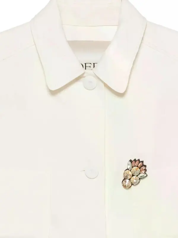 ODEEH Crystal Embellished Patch Pocket Jacket