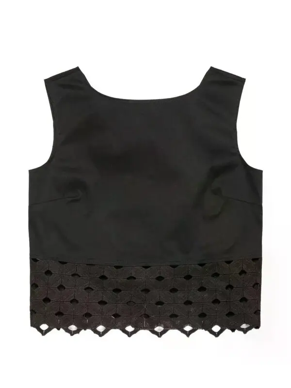 Max Mara Broderie Anglaise Cropped Top - Black