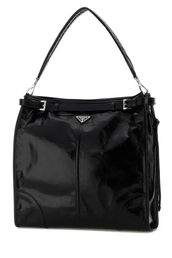 Prada Leather Bonnie Shopping Bag - Black