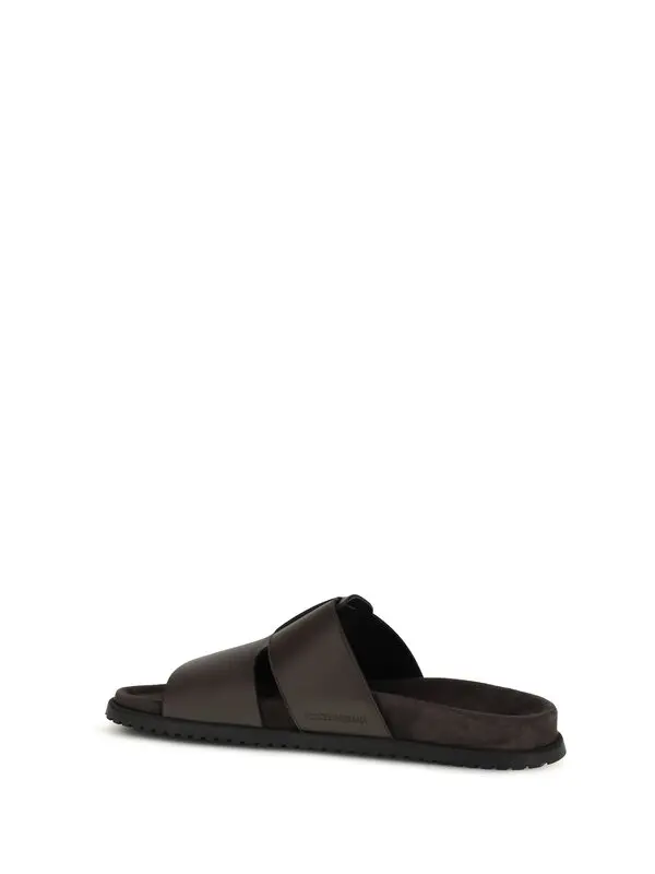 Dolce & Gabbana Leather Criss-cross Strap Sandals - Brown