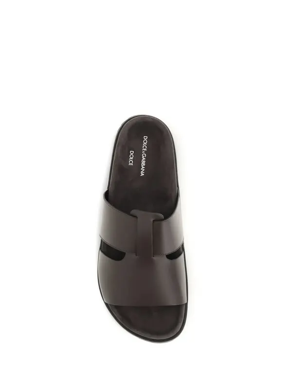 Dolce & Gabbana Leather Criss-cross Strap Sandals - Brown