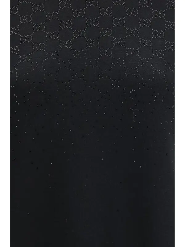 Gucci Wool-blend Mini Dress With Gg Crystal Motif