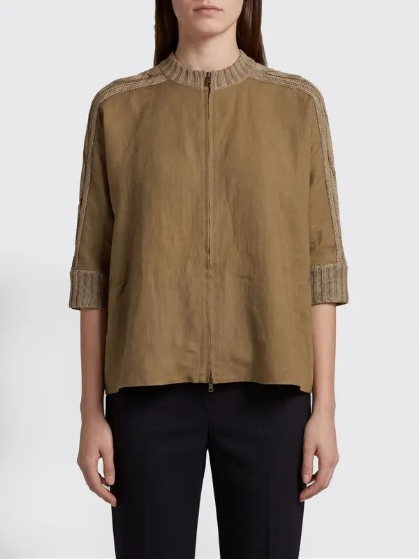 Max Mara Linen Zip-up Sweater