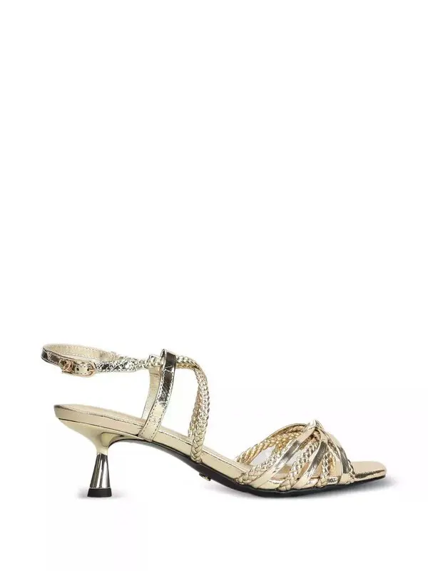 GOLD & ROUGE Braided Metallic-finish Slingback Sandals - Gold