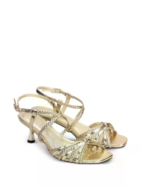 GOLD & ROUGE Braided Metallic-finish Slingback Sandals