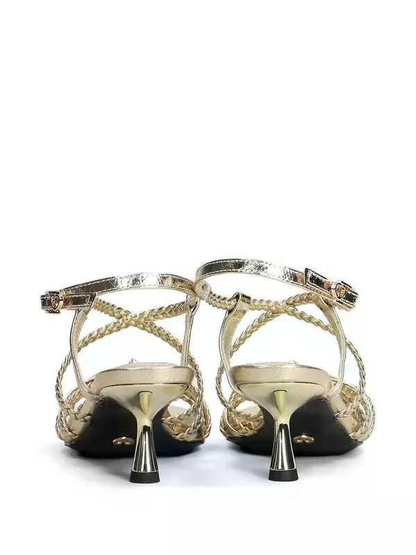 GOLD & ROUGE Braided Metallic-finish Slingback Sandals