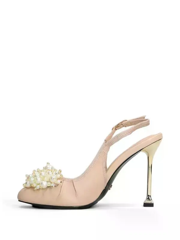 GOLD & ROUGE Pipoca Pearl Embellished Slingback Pumps