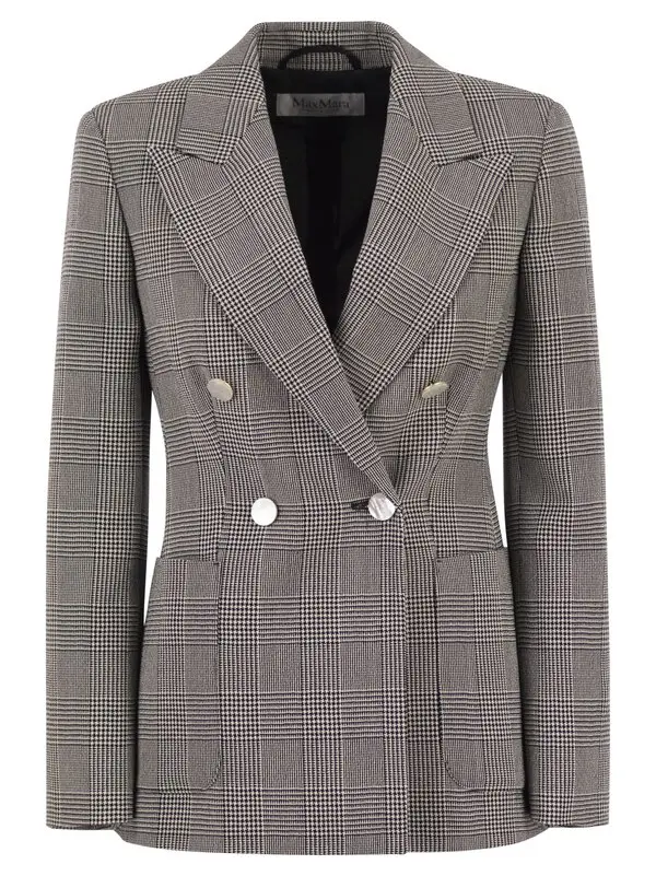 Max Mara Accordo Double-breasted Prince Of Wales Virgin Wool Blazer - Multicolor
