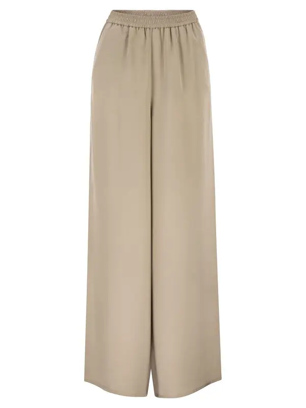 Max Mara Silk Wide-leg Palazzo Trousers - Cream