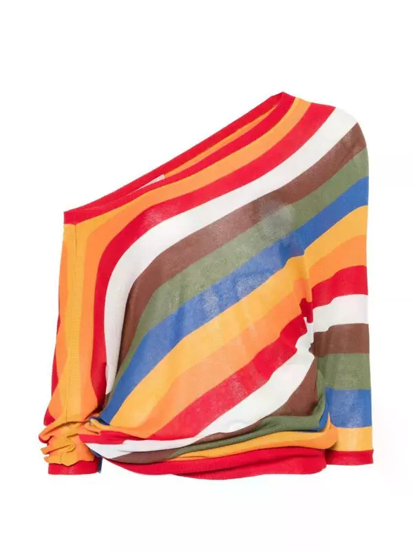 CARLA G. Off-shoulder Striped Sweater
