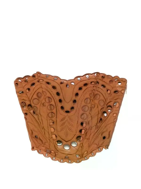 Charo Ruiz Ibiza Kai Embroidered Strapless Top - Brown