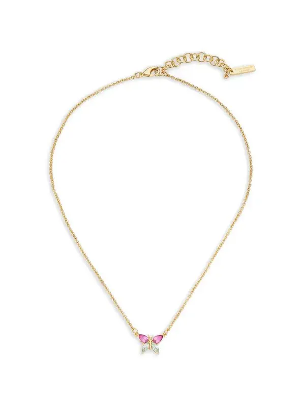 Kurt Geiger Crystal-embellished Butterfly Pendant Necklace - Gold