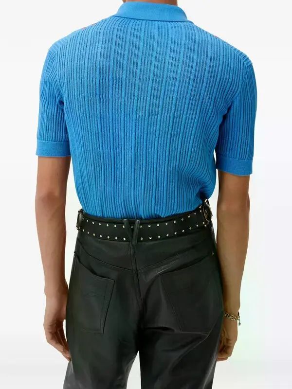 Versace Greca-pattern Zip-neck Polo Shirt