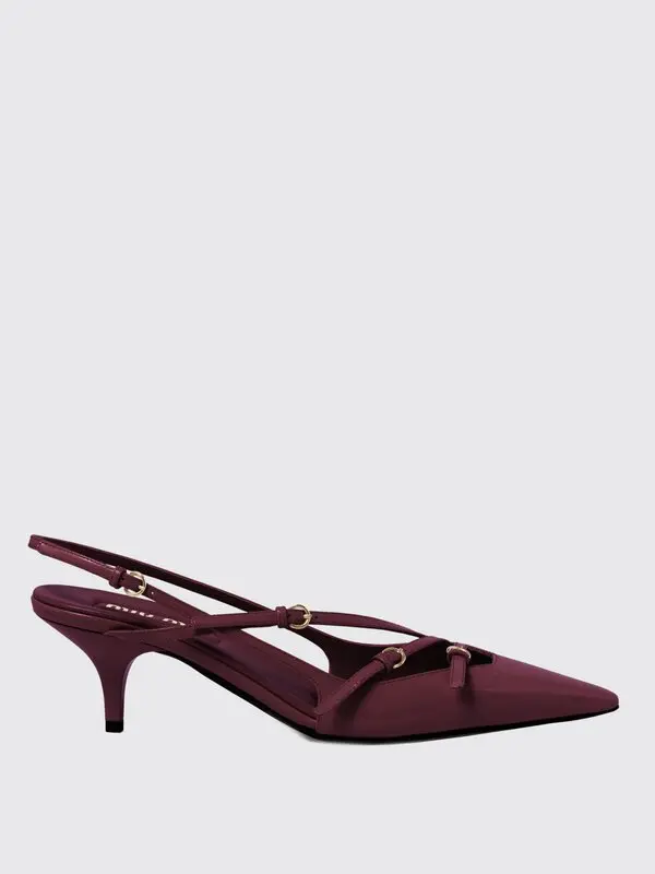 Miu Miu Slingback Pumps With Buckle Detailing - Red