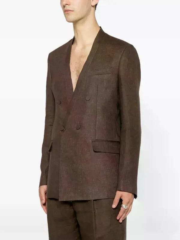 MARSEM Double-breasted Collarless Blazer