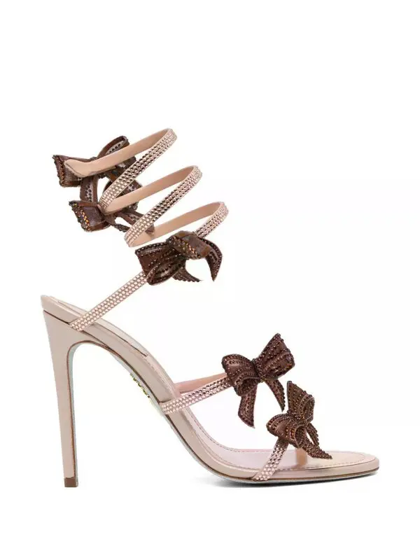 Rene Caovilla 100mm Crystal-embellished Floral Sandals - Neutrals
